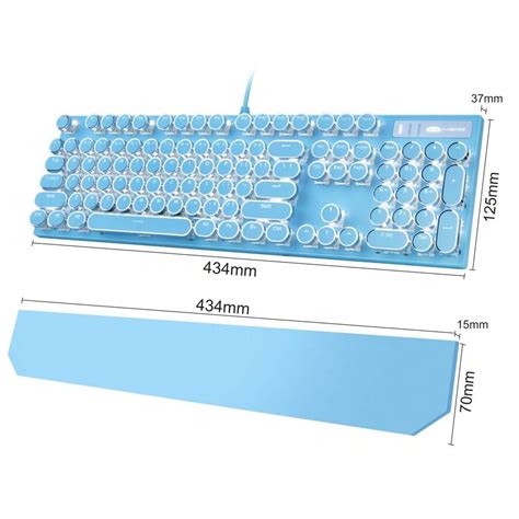 MageGee Typewriter Style Mechanical Gaming Keyboard With Removable Magnetic Wrist Rest Blue