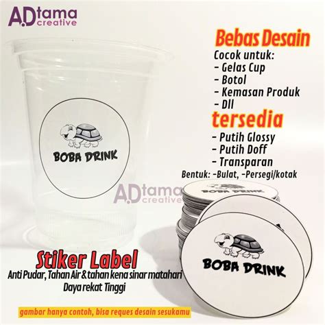 Paket 70pcs Stiker Label Botol Ukuran 4cm Stiker Gelas Cup Anti Air Stiker Botol Minuman