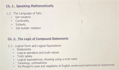 Solved 1 2 The Language Of Sets Set Notation