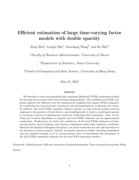 Pdf Efficient Estimation Of Large Time Varying Factor Models With