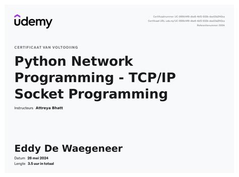 Eddy De Waegeneer On Linkedin I Completed The Udemy Class Python