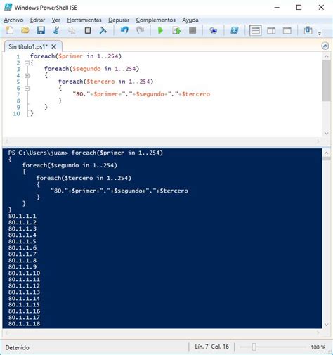 recorrer un rango de direcciones ip operating systems scripting