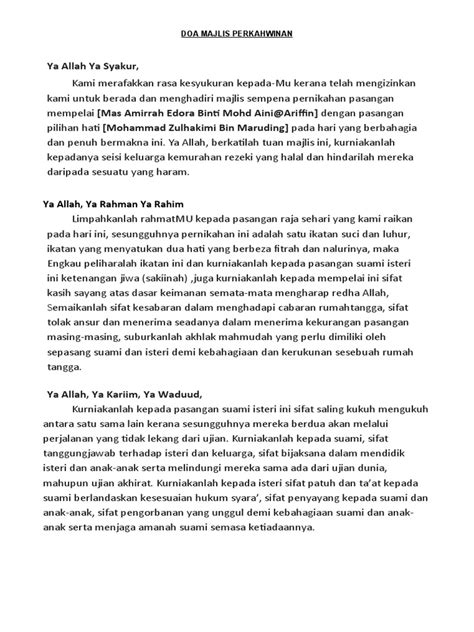 Doa Majlis Perkahwinan Pdf