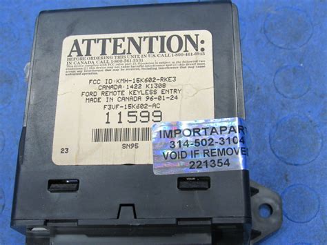 93 98 Ford Lincoln Mercury Remote Keyless Entry Module F3vf 15k602 Ac 1354 Importapart