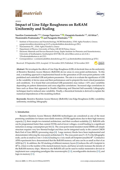 Pdf Impact Of Line Edge Roughness On Reram Uniformity And Scaling