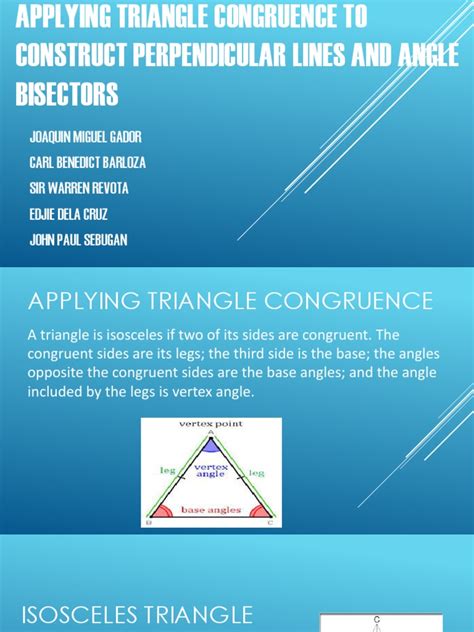 Applying Triangle Congruence To Construct Perpendicular Lines And Pdf