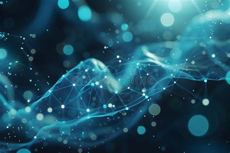 Blue Molecular Structure Background With Bokeh Stock Illustration