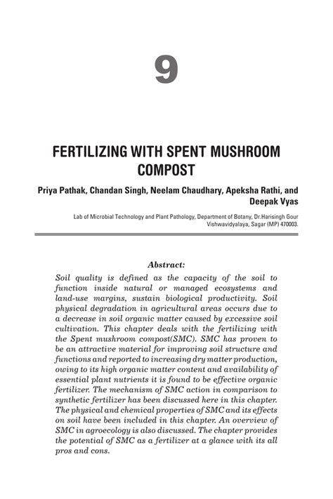 Pdf Fertilizing With Spent Mushroom Compost