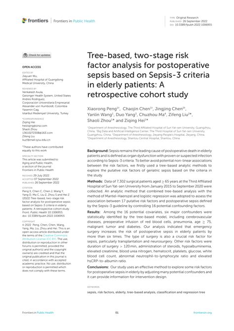 Pdf Tree Based Two Stage Risk Factor Analysis For Postoperative