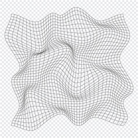 Distorted Square Grid Wireframe Wave Geometry Grid Warped Mesh Texture Curved Mesh Elements