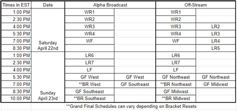 CCL Spring Season Schedule