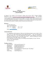 Essential CISC Syllabus Computing Science Foundations Course Hero