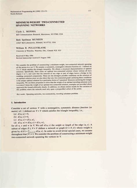 Pdf Minimum Weight Two Connected Spanning Networks