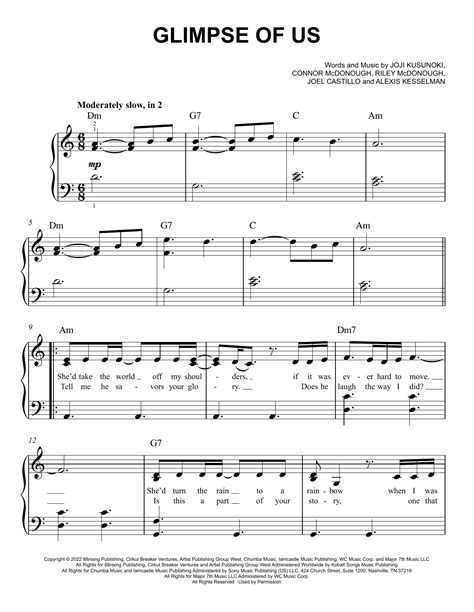 Glimpse Of Us Por Joji Partituras Para Piano Fácil En Sheet Music Direct
