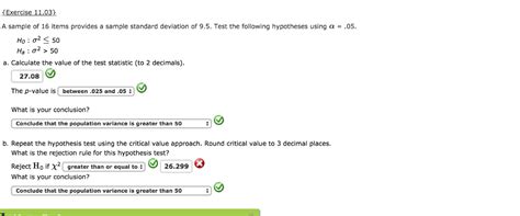 Solved Exercise 11 03 A Sample Of 16 Items Provides A Sample