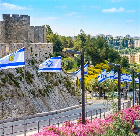 Jerusalem And Israeli Flags Put Up In Celebration Of Jerusalem Day By