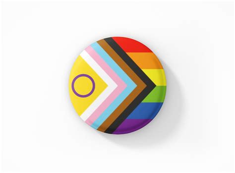 Vintage Style Button Badge Intersex Progress Pride THE PRIDE SHOP