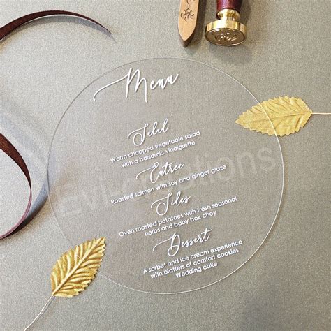 Menu De Mariage Plexiglass Souple Rond Evi Créations