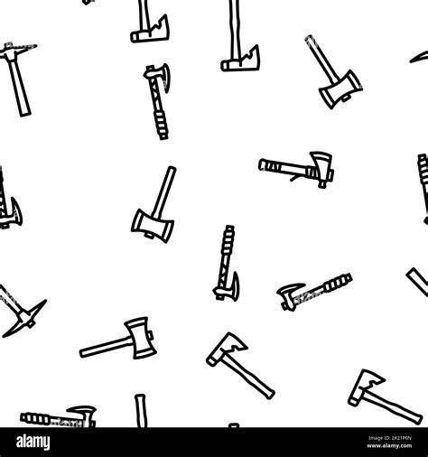Axe Hatchet Wood Blade Tool Vector Seamless Pattern Stock Vector Image