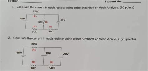Solved 1 Calculate The Current In Each Resistor Using