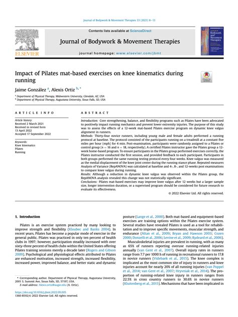 Pdf Impact Of Pilates Mat Based Exercises On Knee Kinematics During