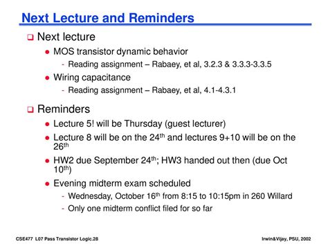 Cse477 Vlsi Digital Circuits Fall Lecture 07 Pass Transistor Logic Ppt Download