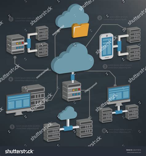 Database Server Cloud Computingtechnology On Blackboard Stock Vector