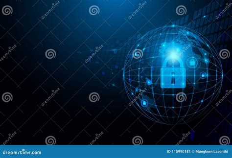 Abstract Global And Network And Security Futuristic Technology Connection Concept Dark Blue