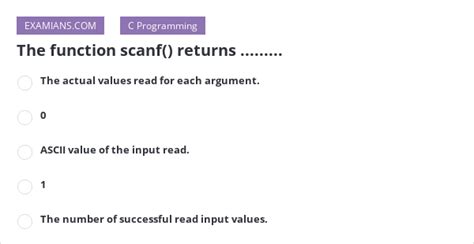 The Function Scanf Returns Examians