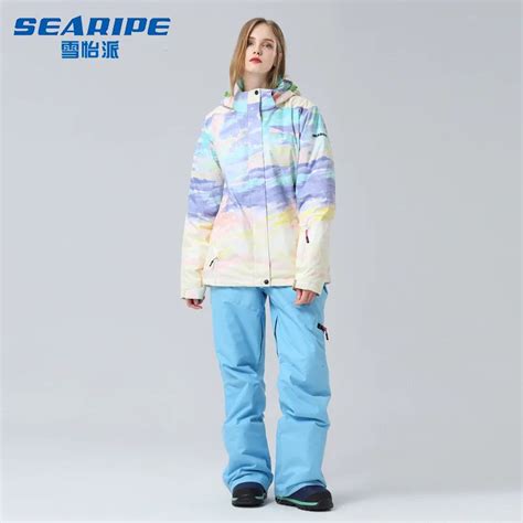 Зимний женский горнолыжный костюм куртка и штаны для женщин теплые водонепроницаемые