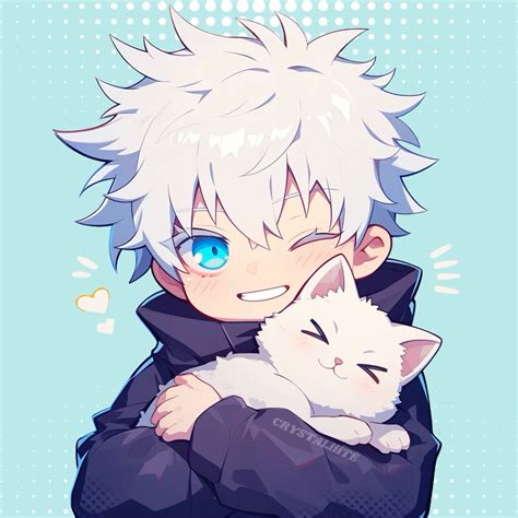 Chibi Gojo With Cat Cute Anime Cat Chibi Anime Kawaii Cute Anime Character