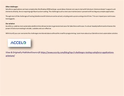 top 3 challenges in testing salesforce applications with selenium