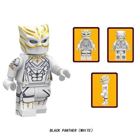 Pantera Negra Limited Edition Minifigura De Lego Jaguar Dourado White Panther Branca Marvel