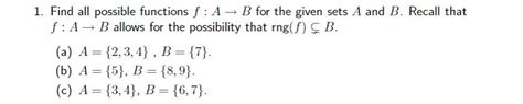 Solved Find All Possible Functions F AB For The Given Chegg Com