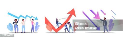 금융 위기 파산 투자 위험 개념 컬렉션 전체 길이 수평 아래로 떨어지는 경제 화살표에 대해 좌절 기업인 설정 가공의 인물에 대한 스톡 벡터 아트 및 기타 이미지 Istock