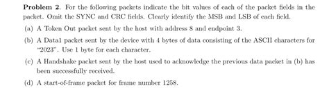 Solved Problem 2 For The Following Packets Indicate The Bit Chegg Com