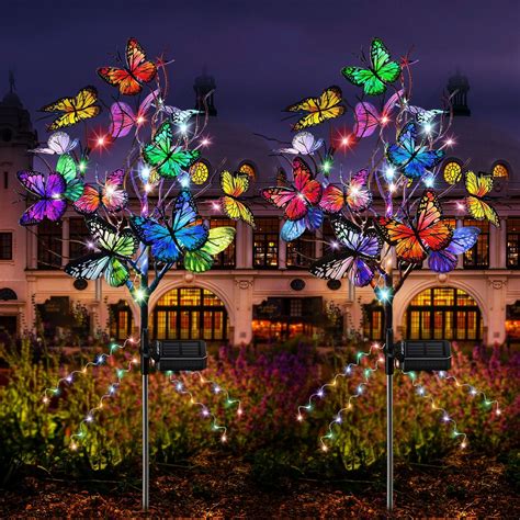 Solar Butterfly Lights 2 Pack Outdoor Solar Garden Stake Lights