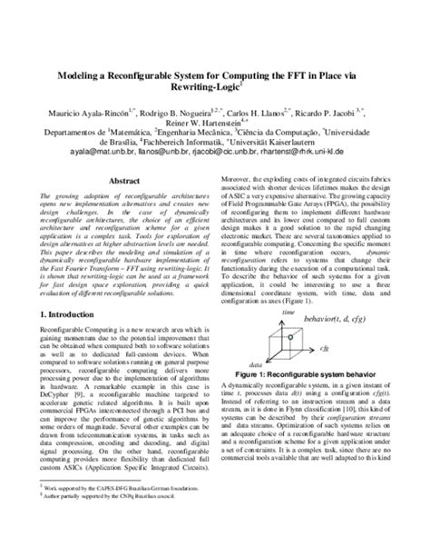 Pdf Modeling A Reconfigurable System For Computing The Fft In Place