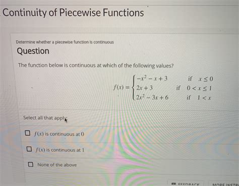 Solved Continuity Of Piecewise Functions Determine Whether