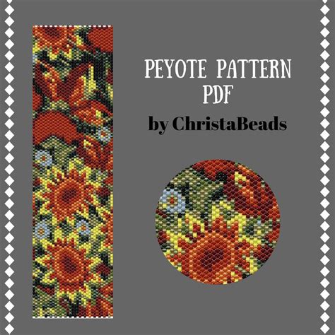 Peyote Beading Patterns Flowers Pattern Bracelet Seed Bead Pattern Beadwork Peyote Stitch Even