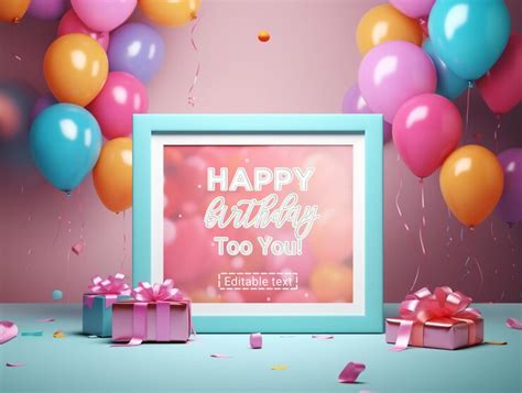 Premium Psd Psd Happy Birthday Celebration Banner Frame Background