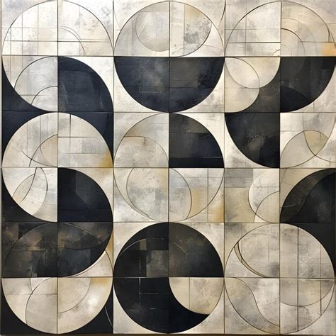 Elegant Abstract Geometric Composition In Black And White Tones With