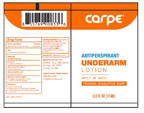 Ndc 52261 4703 Carpe Antiperspirant For Underarms Lotion Topical Label