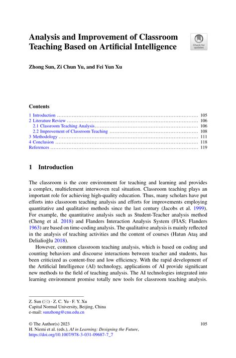 Pdf Analysis And Improvement Of Classroom Teaching Based On Artificial Intelligence