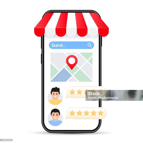 도시 지도가 있는 스마트폰 화면의 빨간색 마커 핀 포인트입니다 피드백과 평가가 포함된 사용자 리뷰 디지털 마케팅 스타일 아이콘입니다 더 나은 비즈니스 성장을 위해 사용자