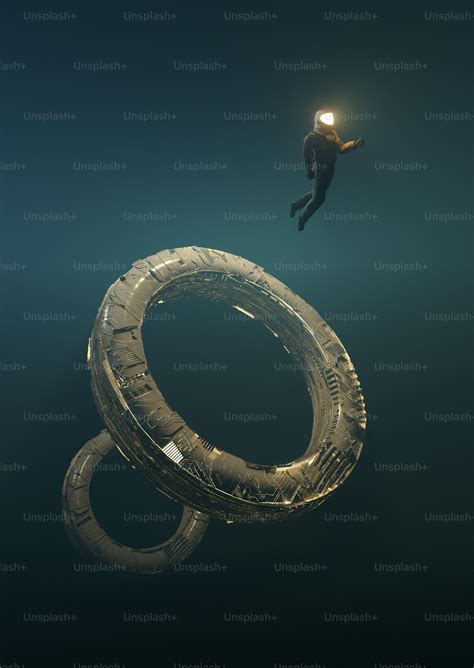 우주선의 우주 비행사 공상 과학 소설과 미래 지향적 인 개념 이것은 3d 렌더링 그림입니다 사진 Unsplash의