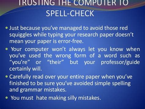 Common Errors In Writing A Research Paper