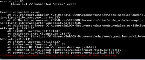 Nodejs Socket Io Unhandled Websocket Unhandled Error Issue Socketio Socket Io GitHub