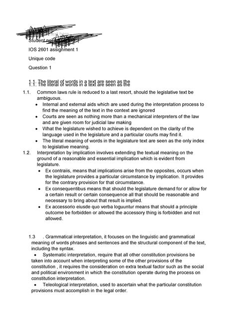 IOS Assignment INTERPRETATION OF STATUTES Malatji Mt Babe No IOS