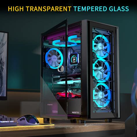 Snapklik Com Musetex Atx Pc Case Pwm Argb Fans Pre Installed Computer Case